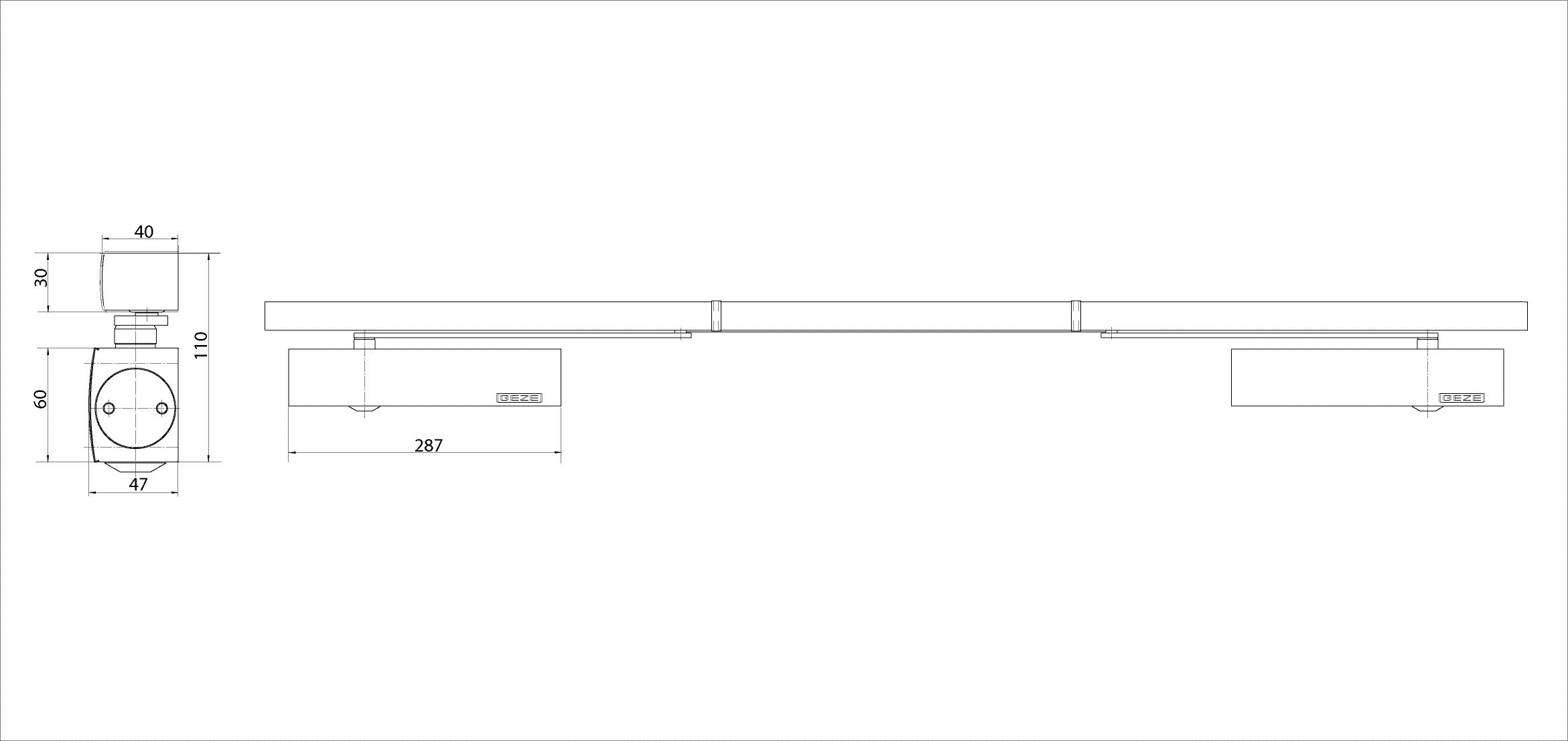 GEZE Türschließer TS 5000 E-ISM EN 2-6 m. Gleitschiene o.Montageplatte S.