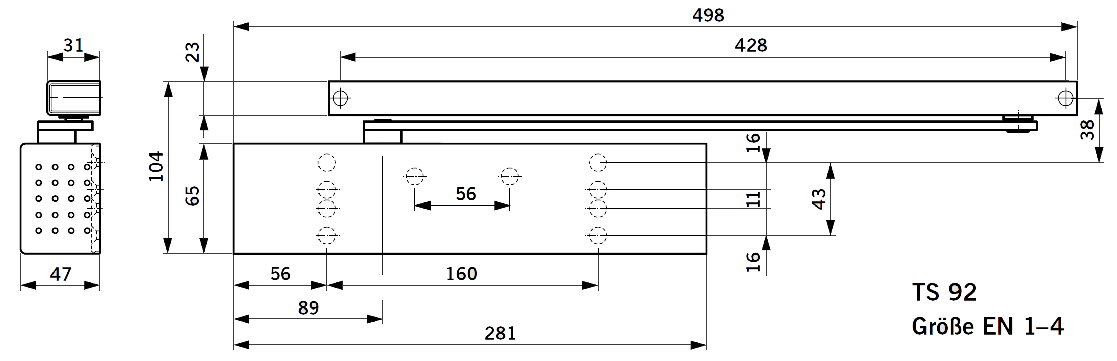 dormakaba Türschließer-Set TS 92 BASIC inklusive Gleitscheine und Montageplatte