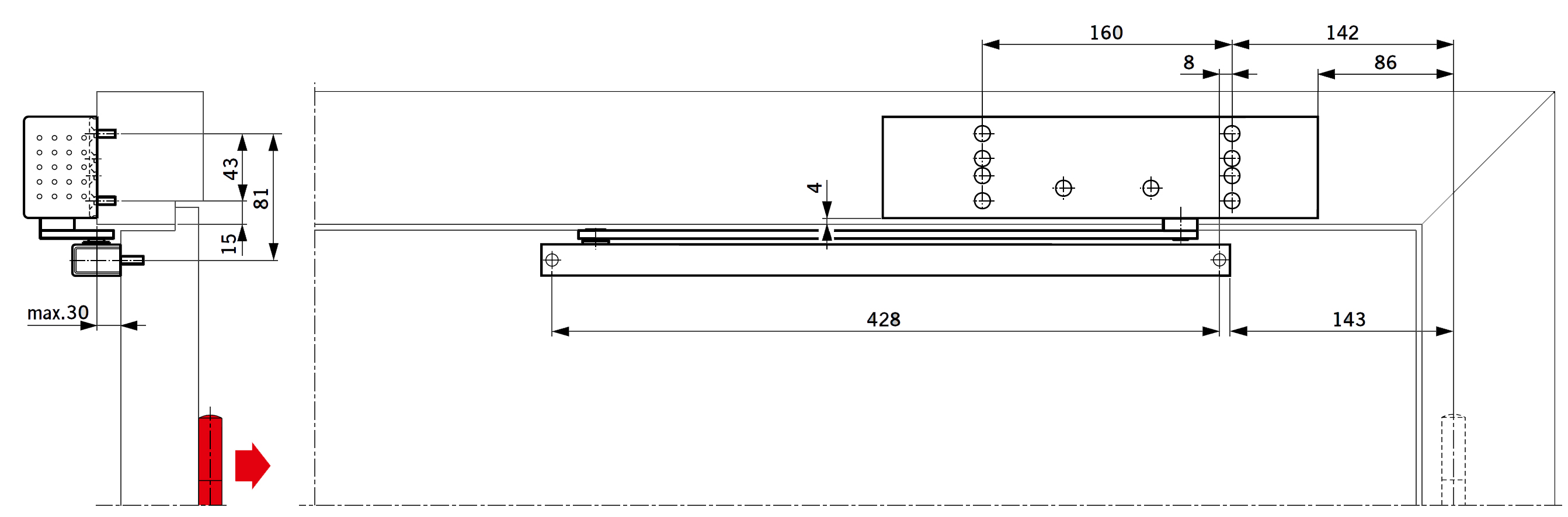 dormakaba Türschließer-Set TS 92 BASIC inklusive Gleitscheine und Montageplatte