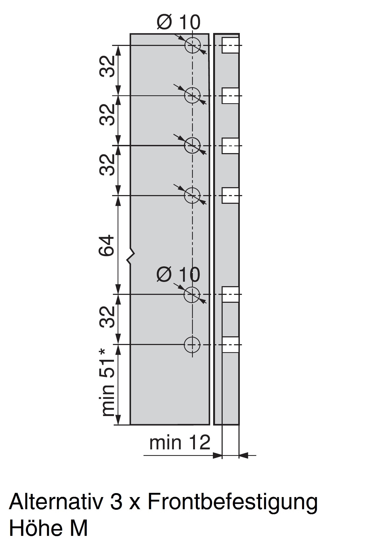 Blum LEGRABOX Frontbefestigung Set 2 für Höhe F 241 mm